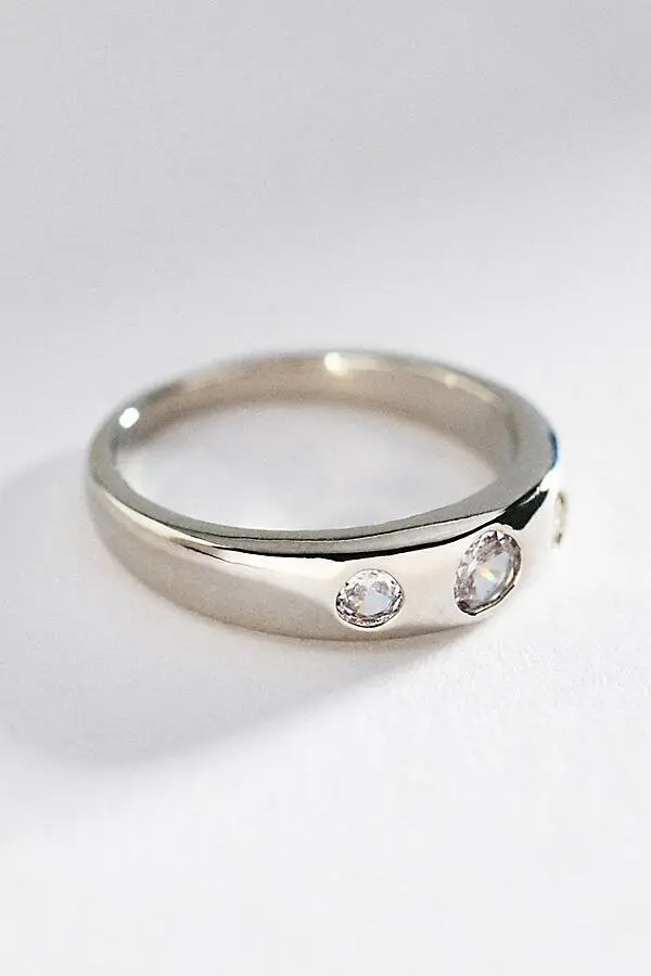 Anthropologie Organic Chunky Gemstone Rg - Silver/clear