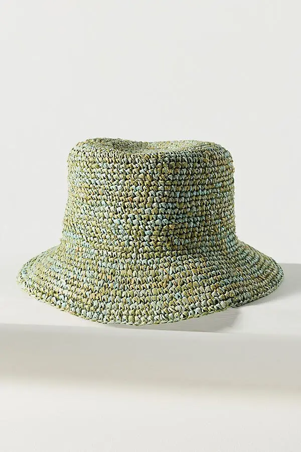 WYETH Noa Raffia Bucket Hat - Blue