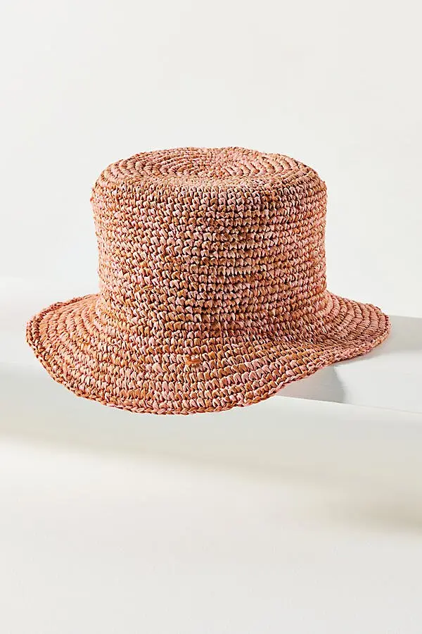 WYETH Noa Raffia Bucket Hat - Peach