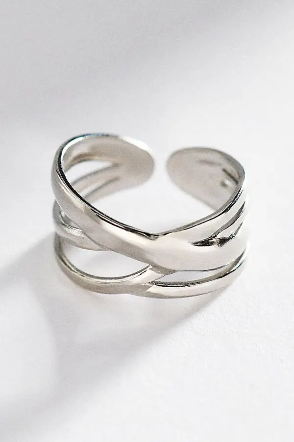 Anthropologie Water-resistant Open Stacked Band Rg - Silver