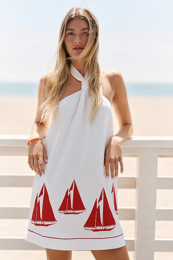 CELANDINE Sailboat Embroidered Dress