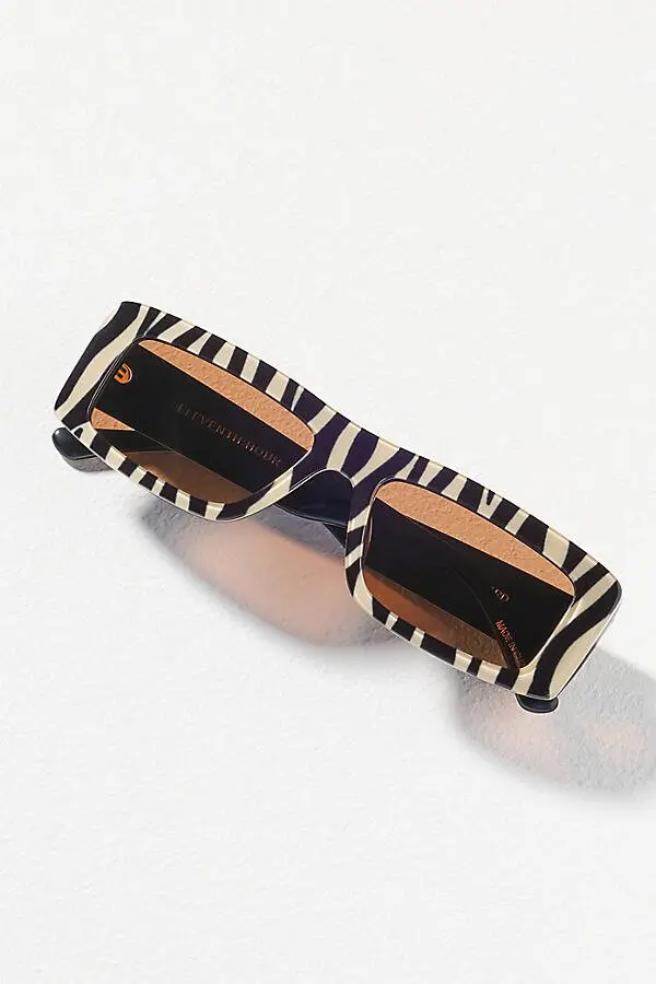 ELEVENTH HOUR Slim Rectangle Patterned Sunglasses - Zebra