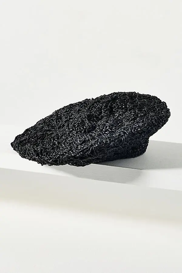 WYETH Straw Beret - Black