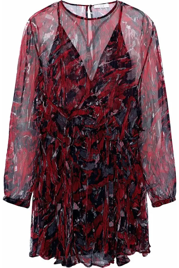 IRO PARIS Ressey Ruffled Printed Chiffon Mini Dress