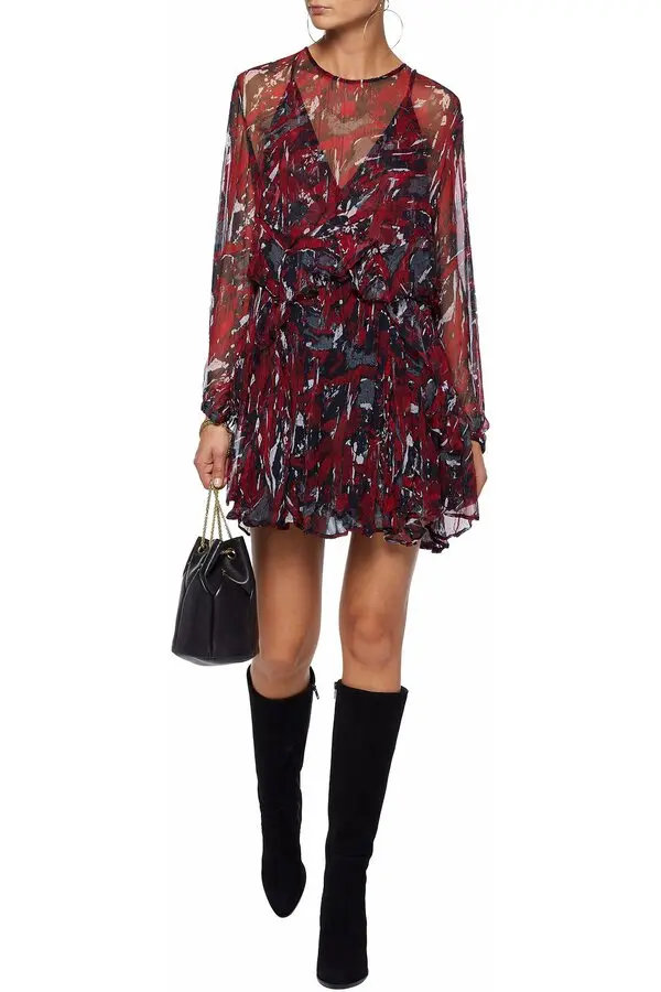IRO PARIS Ressey Ruffled Printed Chiffon Mini Dress