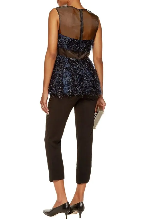 Lela Rose Organza Fil Coupé Paneled Top