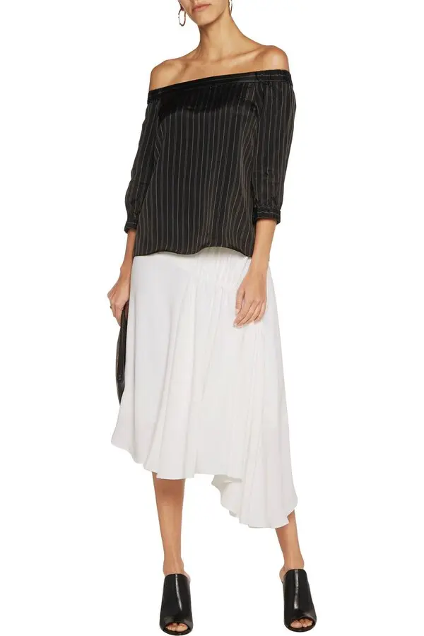 Tibi Offtheshoulder Striped Satintwill Top