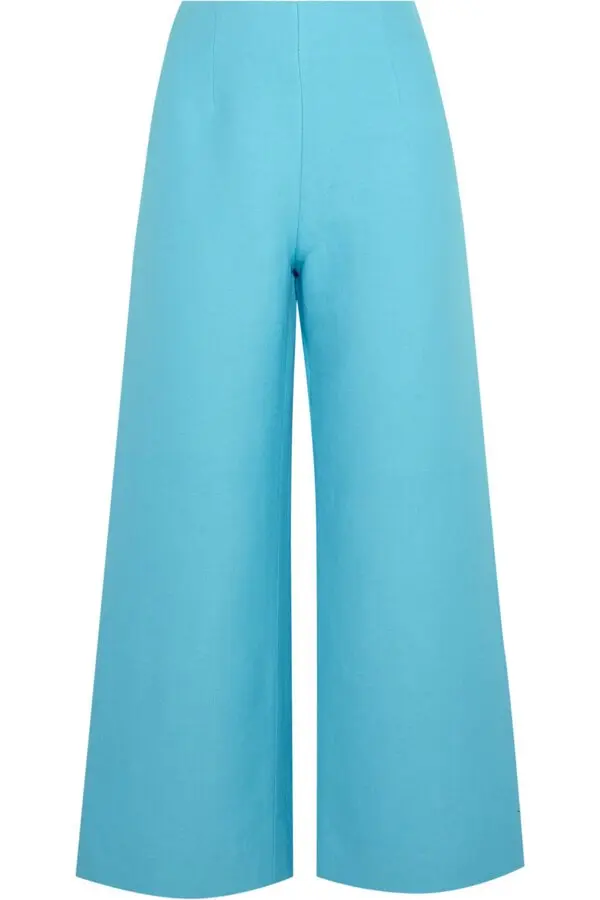 Isa Arfen Linen, Cotton And Silkblend Wideleg Pants - Turquoise