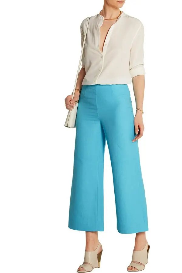 Isa Arfen Linen, Cotton And Silkblend Wideleg Pants