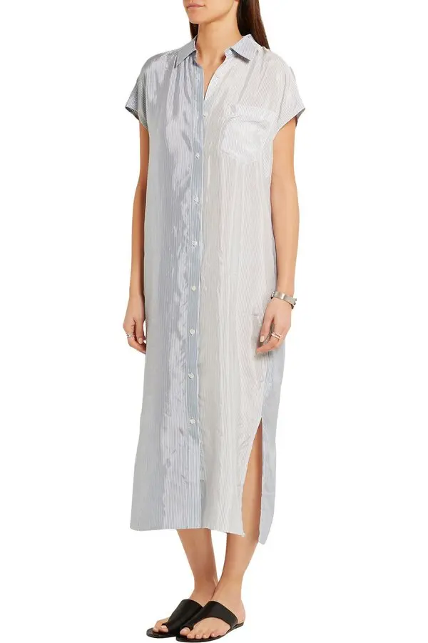 Alexander Wang Striped Satin Shirt Dress