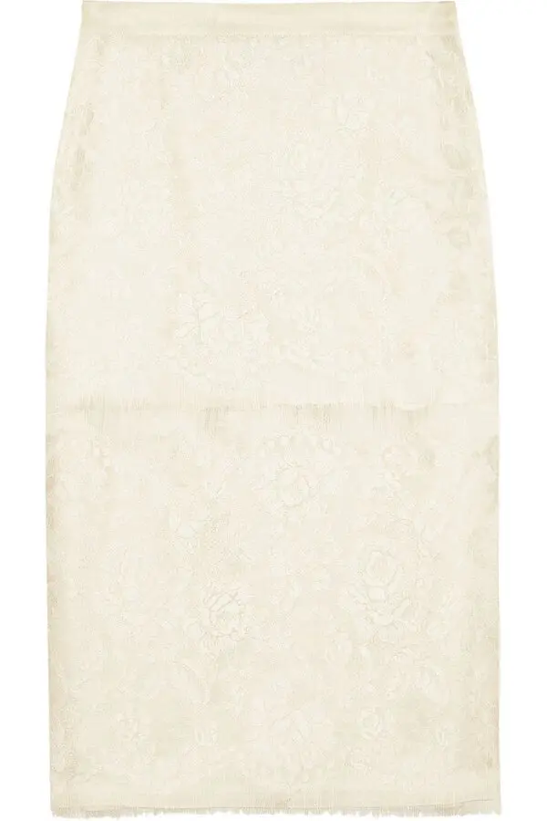 LANVIN Lace Pencil Skirt - White