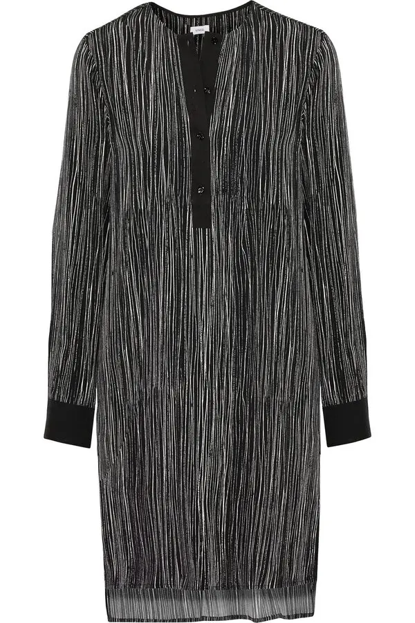Vince Wavy Striped Silk Shirt Dress