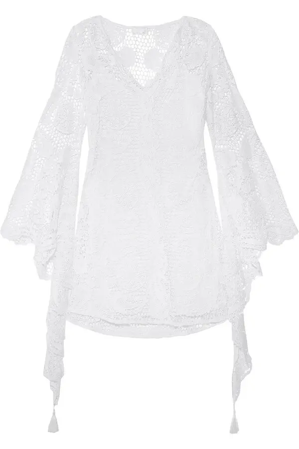 Miguelina Shirley Cotton Crocheted Lace Mini Dress