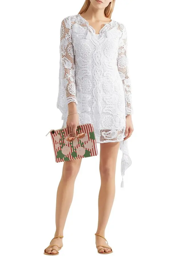 Miguelina Shirley Cotton Crocheted Lace Mini Dress