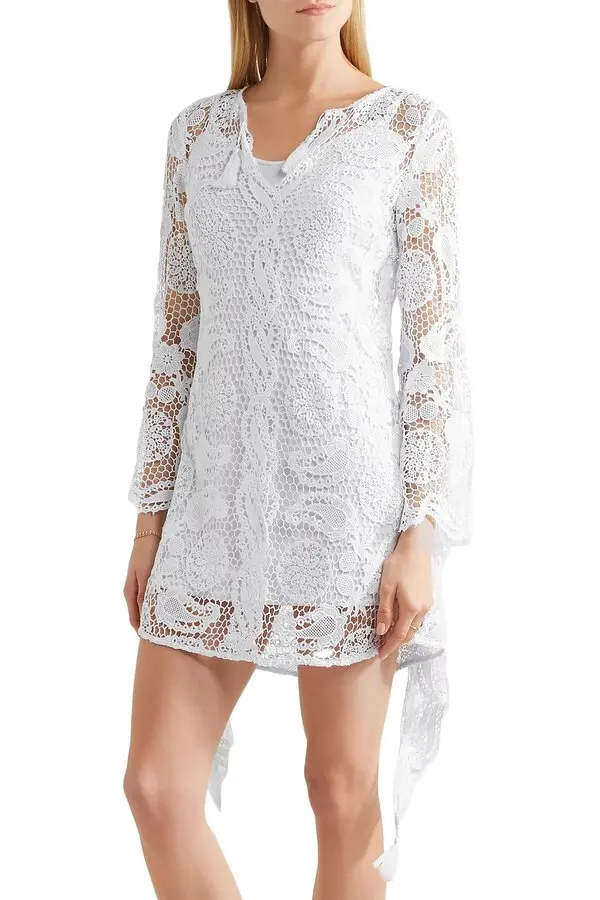 Miguelina Shirley Cotton Crocheted Lace Mini Dress