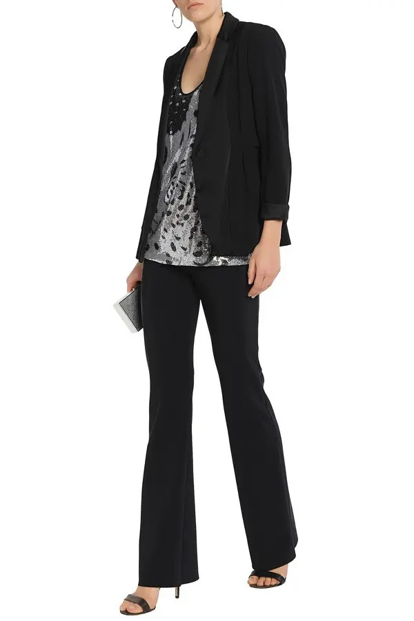 Roberto Cavalli Sequined Printed Jersey Tank