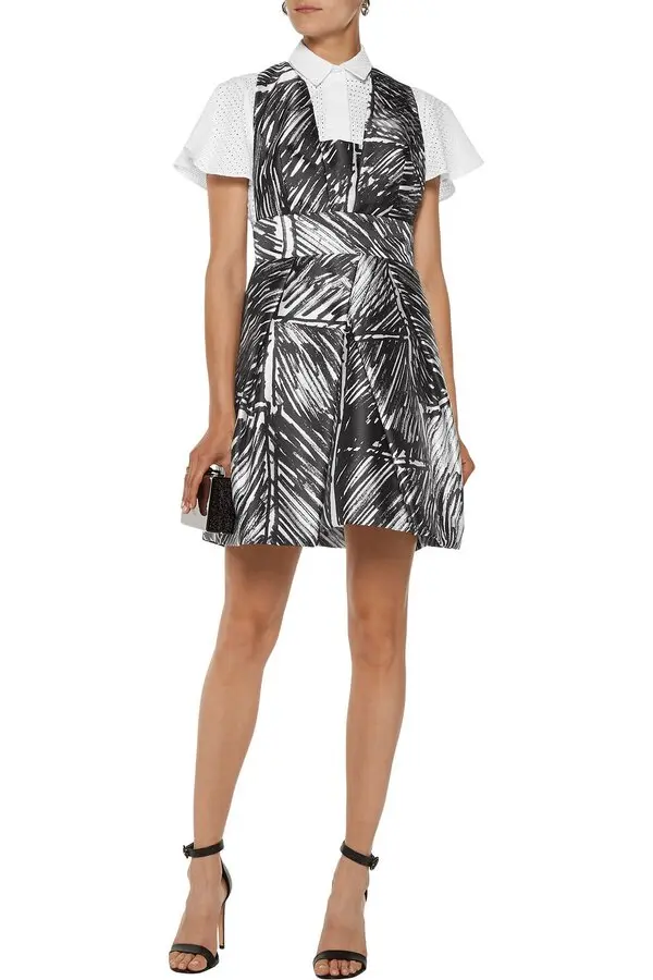 MILLY Elisa Pleated Printed Satintwill Mini Dress