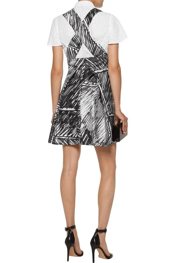 MILLY Elisa Pleated Printed Satintwill Mini Dress