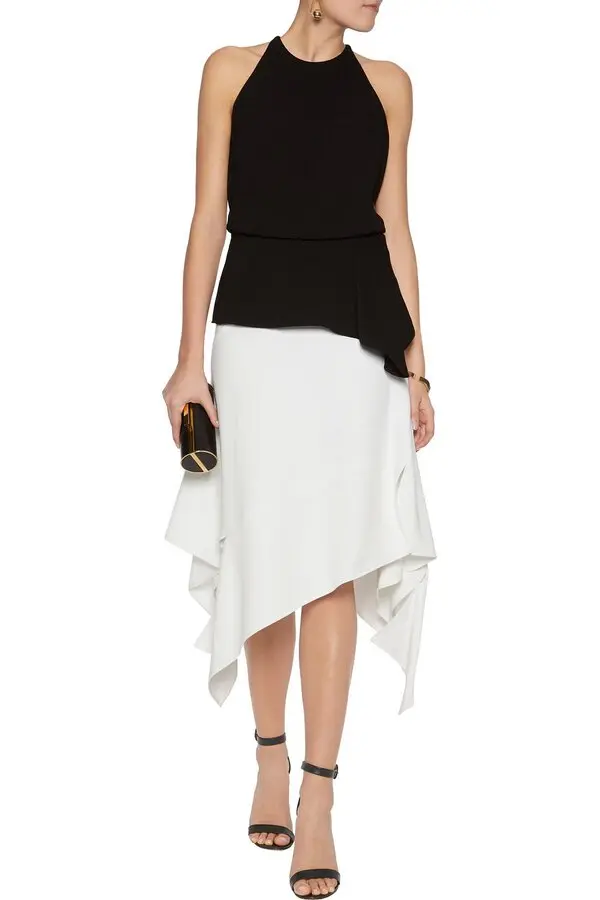 Halston Cutout Crepe De Chine Top