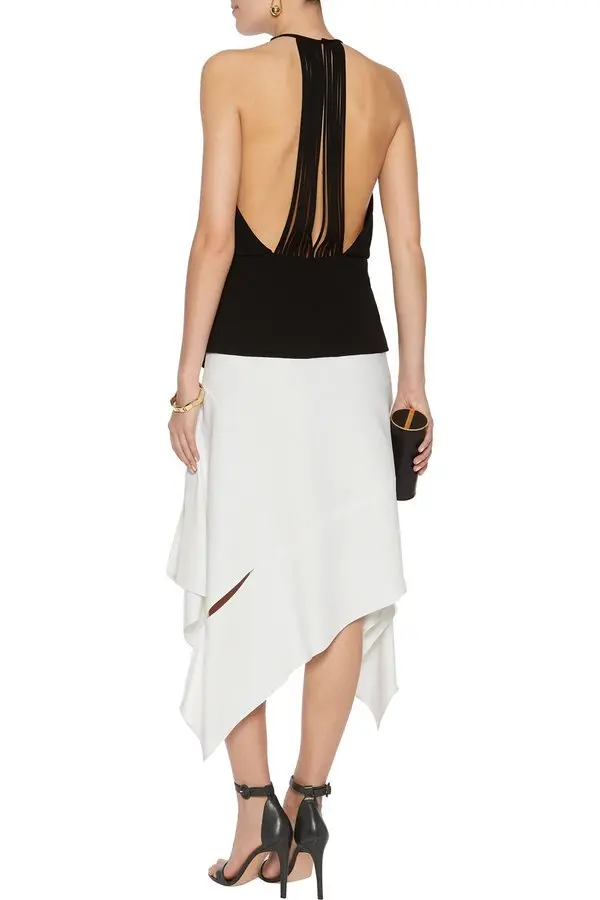 Halston Cutout Crepe De Chine Top