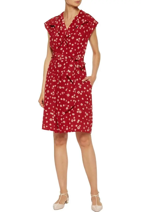 Tomas Maier Ruffled Printed Silk Crepe De Chine Dress