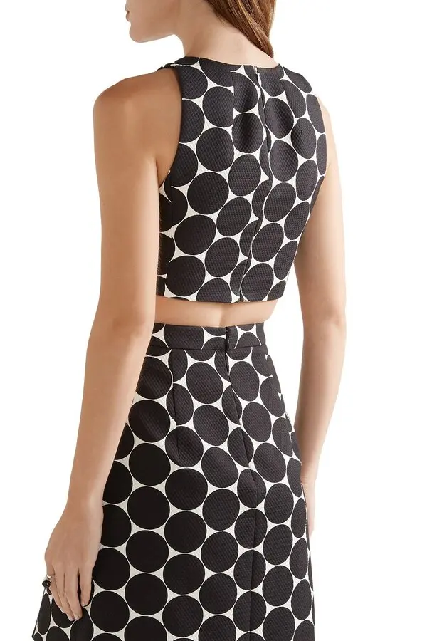 Michael Kors Cropped Polka Dot Matelassé Top