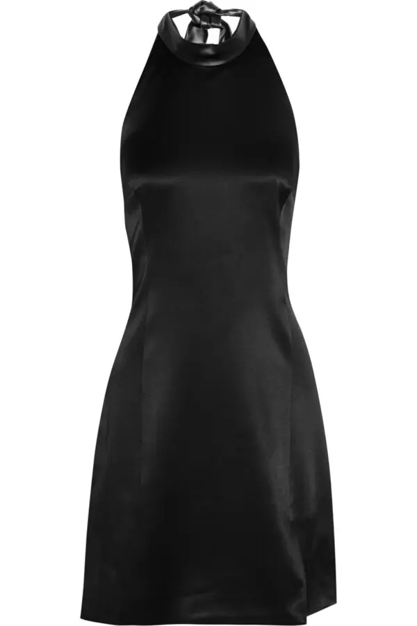 GRACE MMXIII Angelina Satin Halterneck Mini Dress - Black