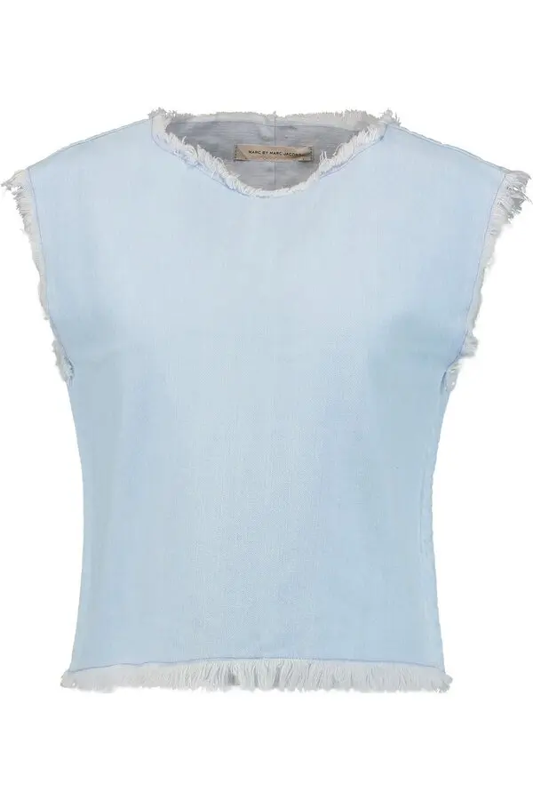 Marc Jacobs Frayed Denim Top - Sky Blue