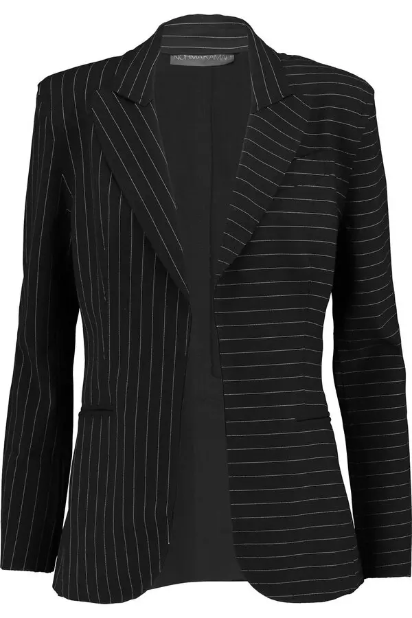 Norma Kamali Striped Crepe Blazer - Black