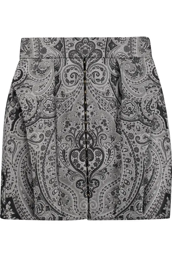 Balmain Pleated Brocade Mini Skirt
