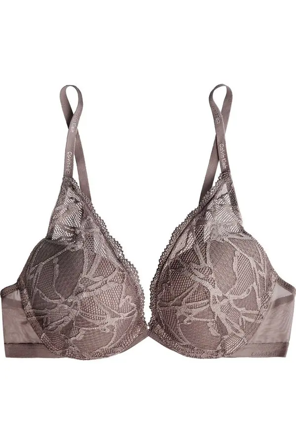 Calvin Klein Infuse Stretchlace And Tulle Plunge Bra - Gray