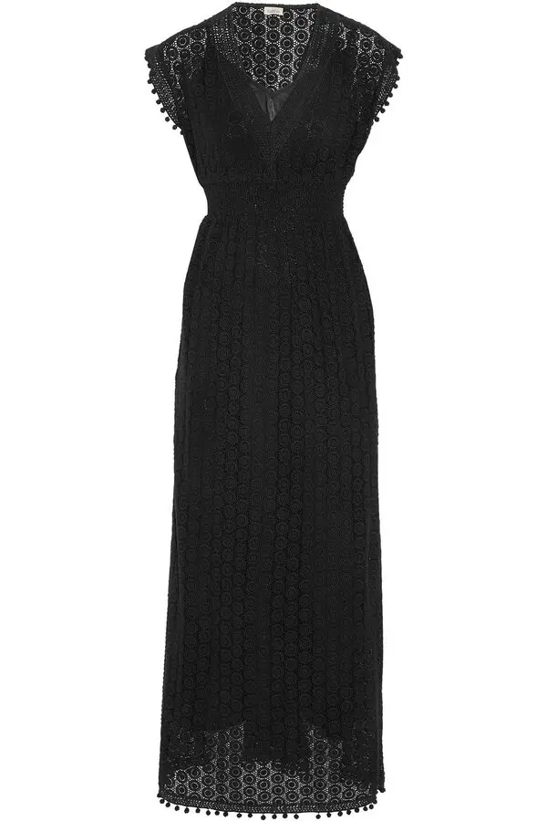 TALITHA Farah Embellished Guipure Lace Cotton Maxi Dress - Black