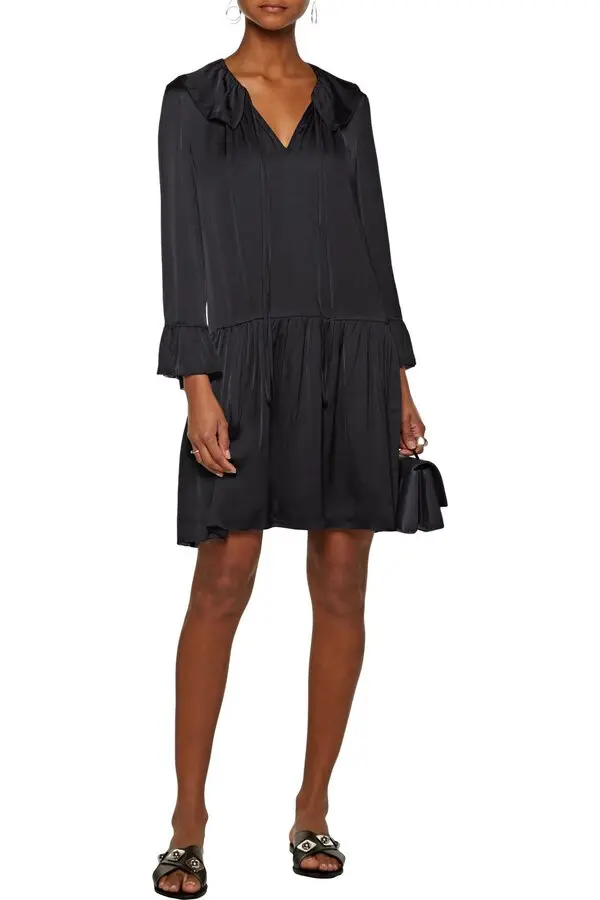Raquel Allegra Gathered Satin Mini Dress