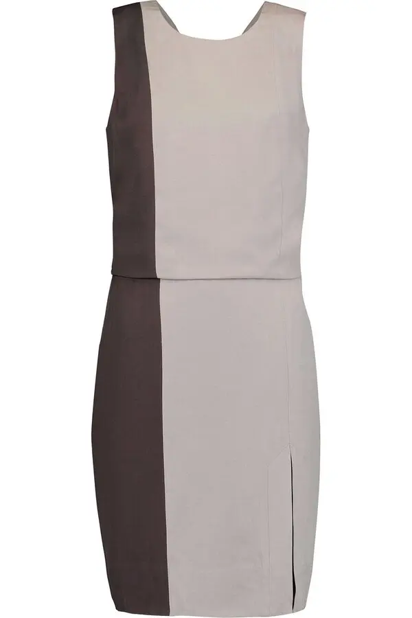 Halston Twotone Crepe Mini Dress - Gray