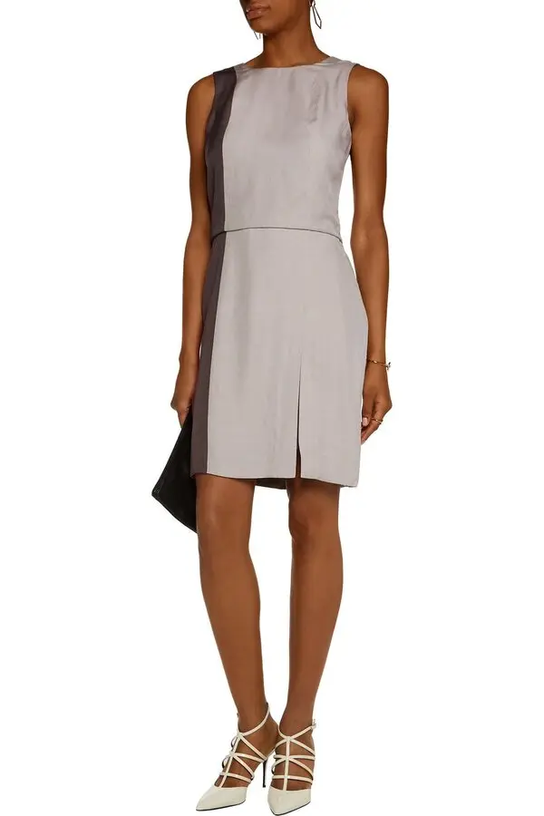 Halston Twotone Crepe Mini Dress