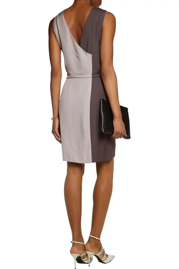 Halston Twotone Crepe Mini Dress