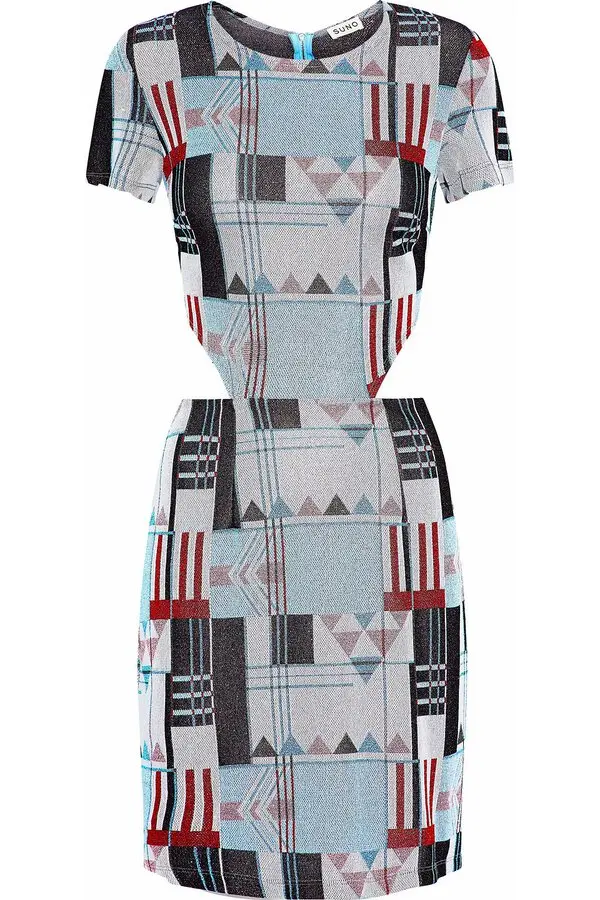 Suno Cutout Metallic Jacquard-knit Mini Dress