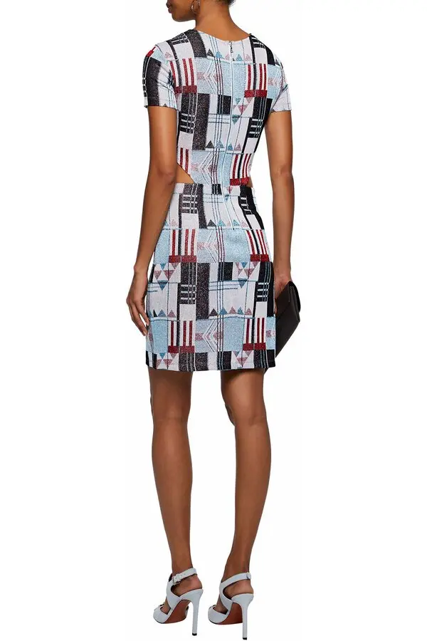 Suno Cutout Metallic Jacquard-knit Mini Dress