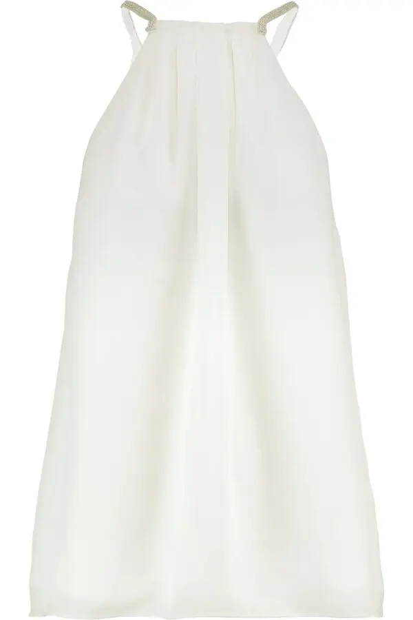 Halston Chainembellished Crepe De Chine Top