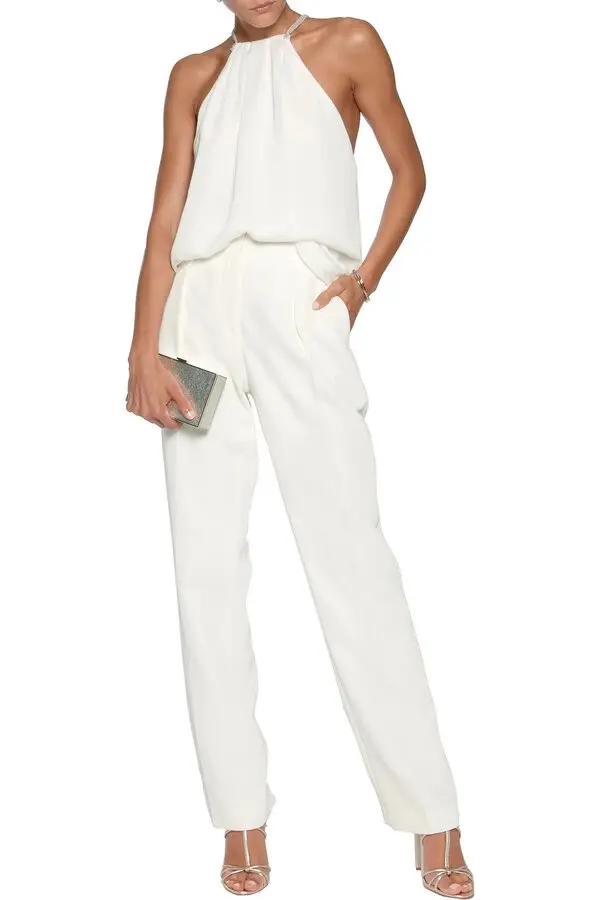 Halston Chainembellished Crepe De Chine Top