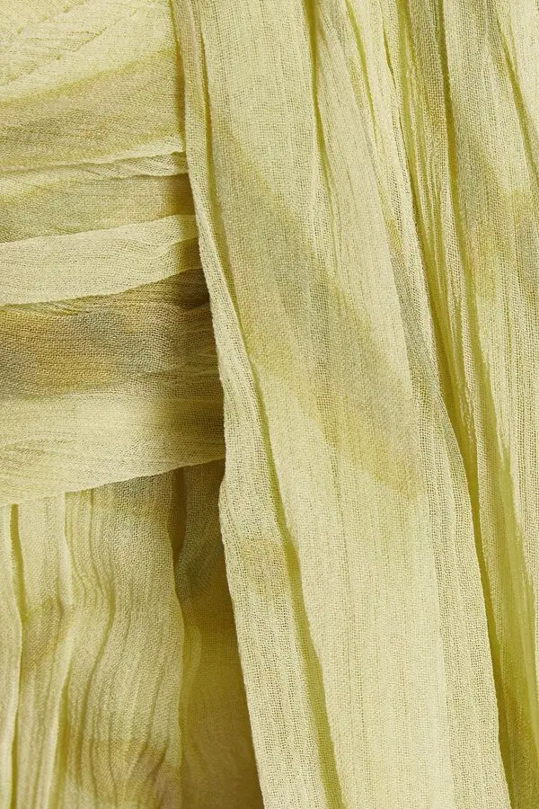Halston Strapless Pleated Printed Silkchiffon Gown
