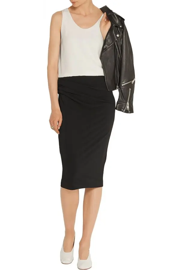 BY MALENE BIRGER Eminnio Ruched Stretchcrepe Pencil Skirt