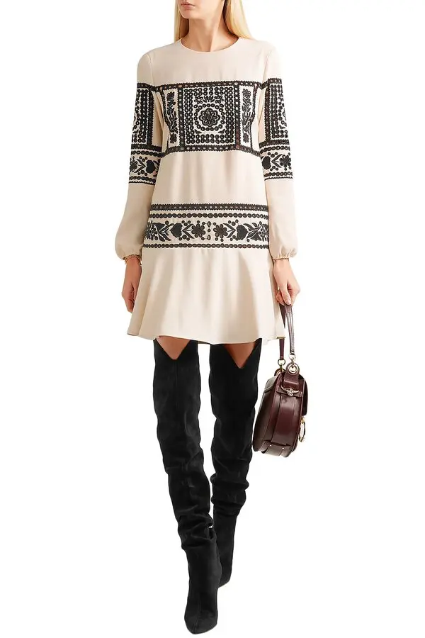 Red Valentino Broderie Anglaise Crepe Mini Dress