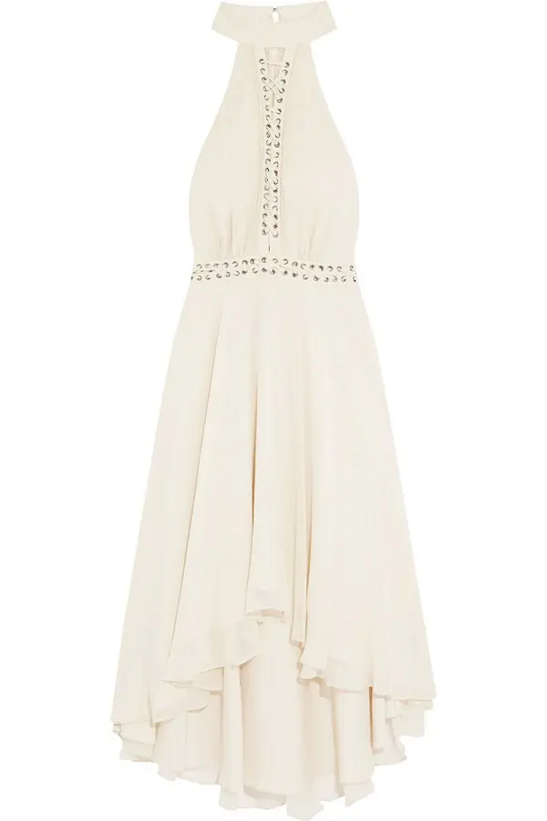 Haute Hippie The Free Spirit Laceup Asymmetric Silkchiffon Dress - Ivory