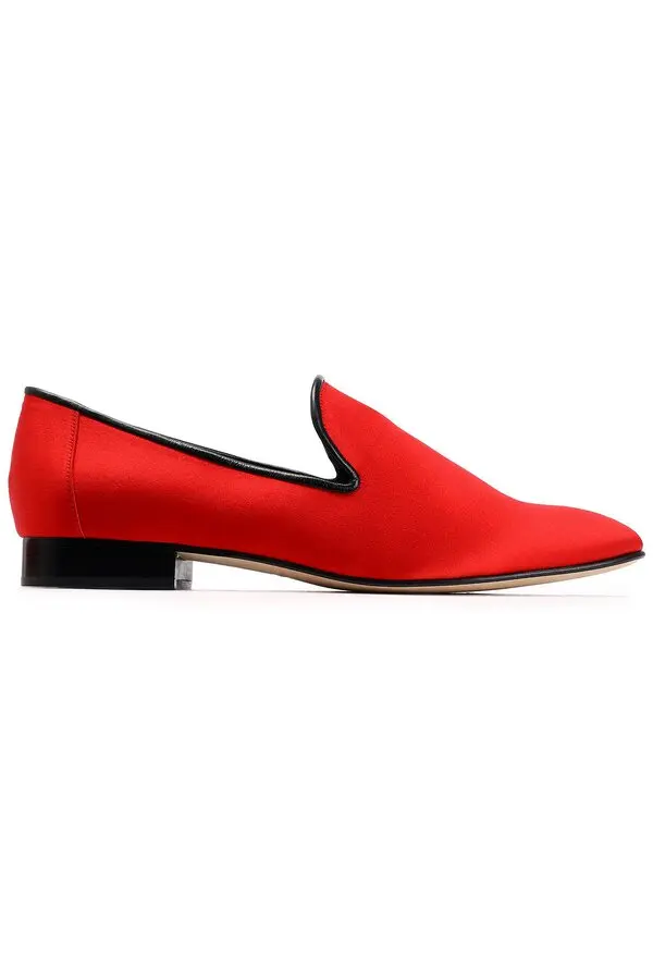 Diane Von Furstenberg Leiden Satin Slippers - Red