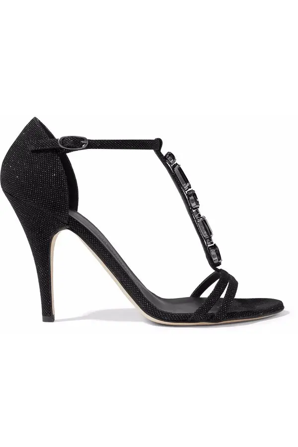 GIUSEPPE ZANOTTI Crystalembellished Suede Sandals - Black