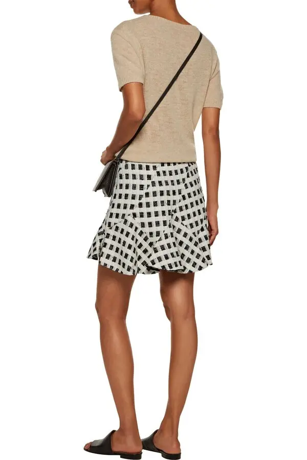 Derek Lam 10 Crosby Ruffled Checked Cottonblend Tweed Mini Skirt