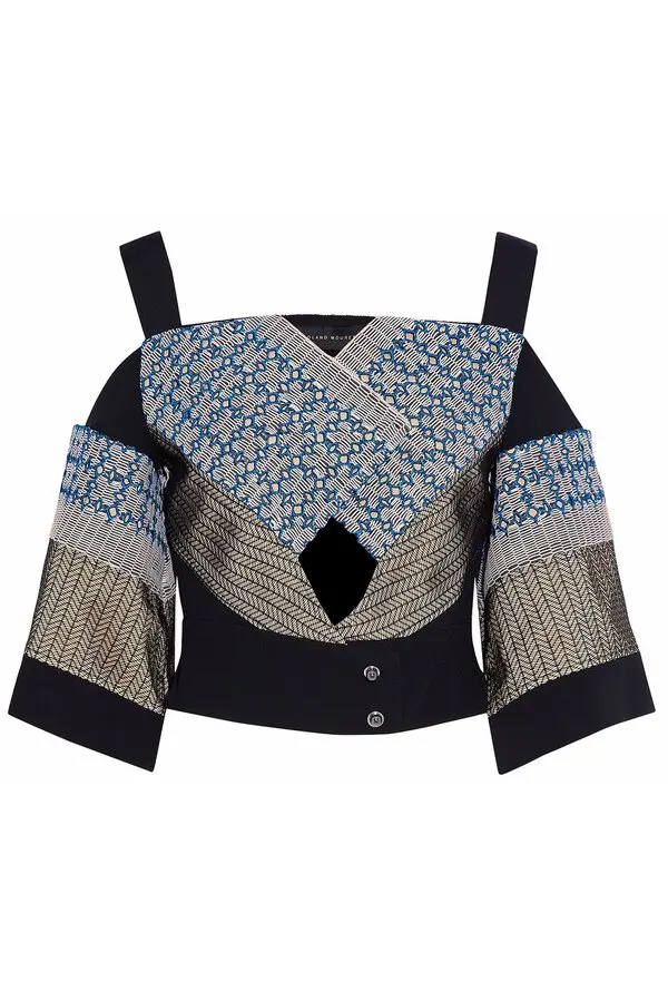 Roland Mouret Coldshoulder Broderie Anglaise And Cady Jacket