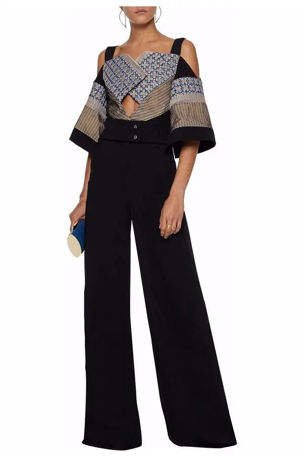 Roland Mouret Coldshoulder Broderie Anglaise And Cady Jacket