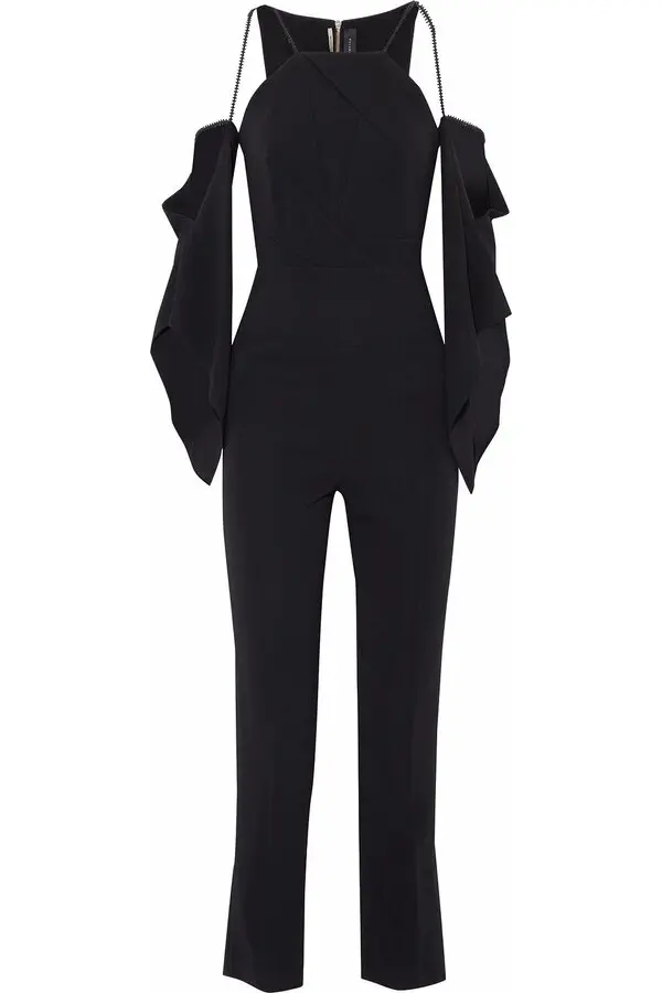 Roland Mouret Coldshoulder Draped Crepe Blouse